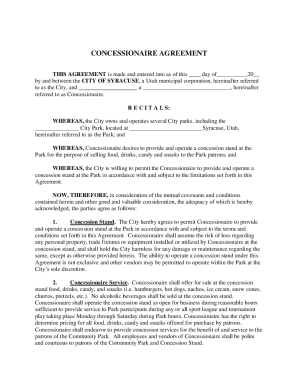 Fillable Online Concessionaire Agreement DefinitionLaw ...