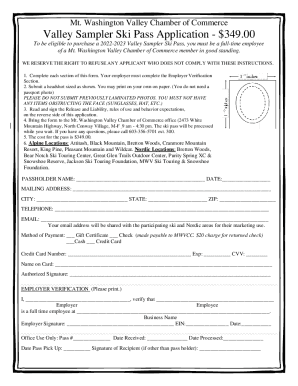 Fillable Online Valley Sampler Ski Pass Application - $349.00 Fax Email ...