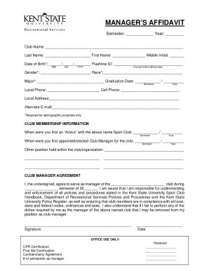 Fillable Online MANAGERS AFFIDAVIT Fax Email Print - pdfFiller
