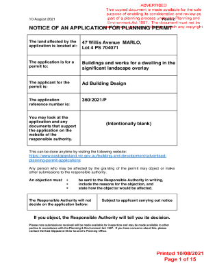 Fillable Online NOTICE OF AN APPLICATION FOR PLANNING PERMITPDF ...