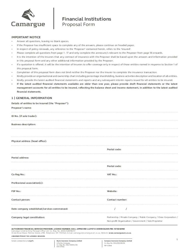 Fillable Online Professional Indemnity Insurance Proposal Form For ...
