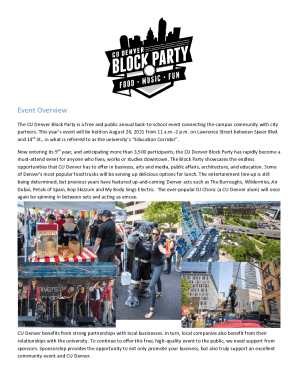 Fillable Online CU Denver Block PartyOffice of University Events Fax ...