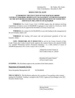 Fillable Online AUTHORIZING THE EXECUTION OF ONE PURCHASE ORDER Fax ...