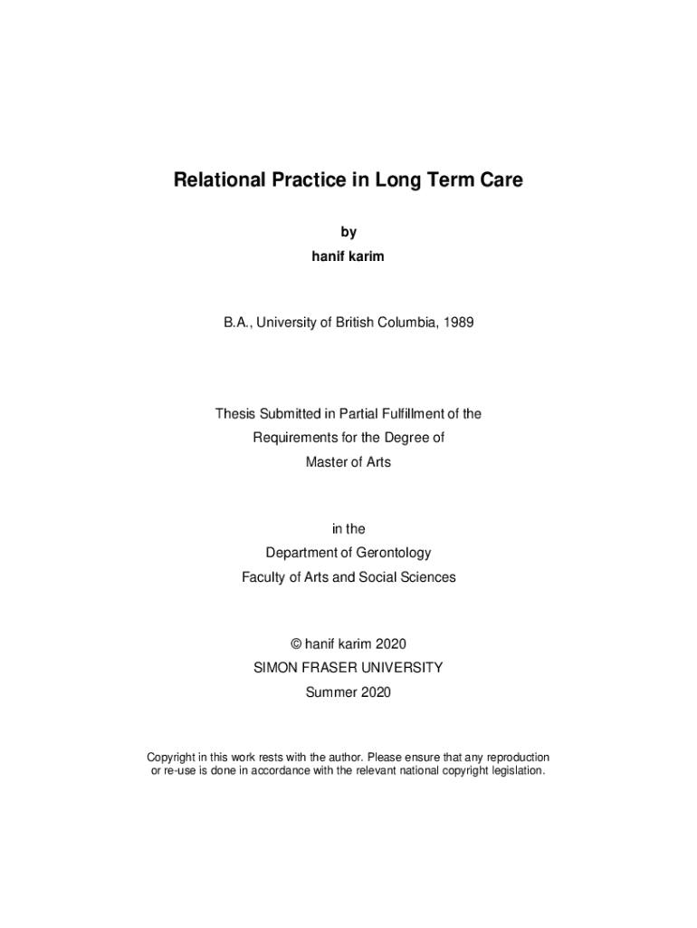 Fillable Online summit sfu Relational Practice in Long Term Care - SFU ...