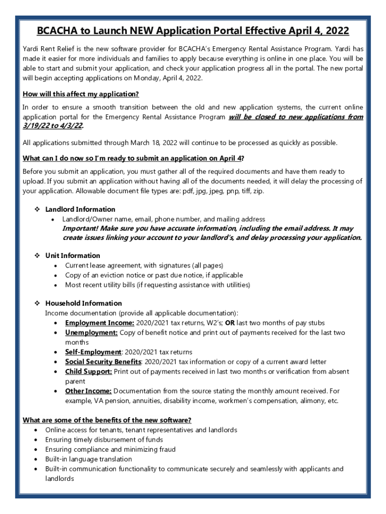 Fillable Online Landlords - Emergency Rental AssistanceBCACHALandlords ...