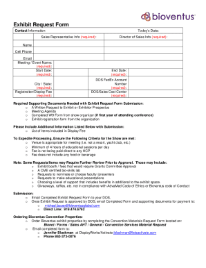 Fillable Online Exhibit Request Form - Bioventus Fax Email Print - pdfFiller