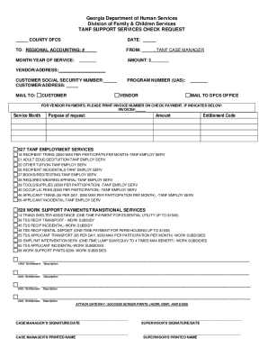 Fillable Online tanf support services check request Fax Email Print ...