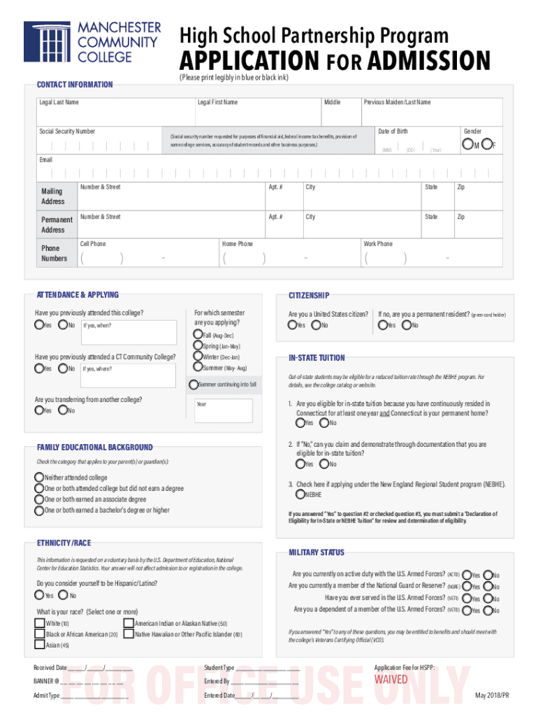 Fillable Online MCC High School Partnership Program Application for ...
