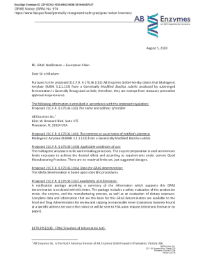 Fillable Online GRAS Notice InventoryFDA21 CFR Pt. 11 Compliance with ...