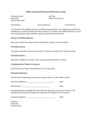 Fillable Online Employee Warning Notice (With Template and Sample ...