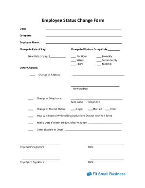 Fillable Online Employee Name Change Form and Other Status Updates ...