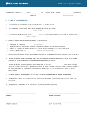 Fillable Online Cash For Keys Agreement FormAAOACash For Keys: How To ...