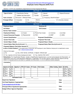 Fillable Online ue ucsc Employee Action Request Form Fax Email Print ...