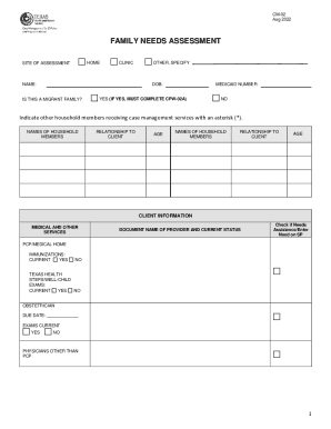 Fillable Online Family Needs Assessment. Family Needs Assessment Fax ...
