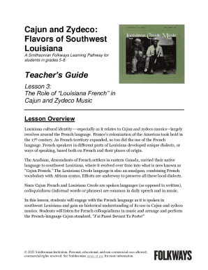 Fillable Online Cajun and Zydeco: Flavors of Southwest Louisiana ...
