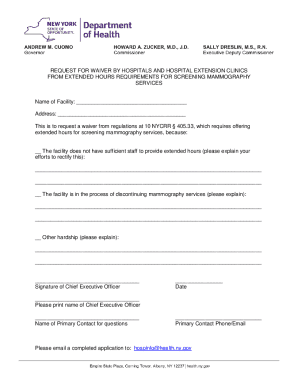 Fillable Online REQUEST FOR WAIVER BY HOSPITALS AND HOSPITAL ... Fax ...