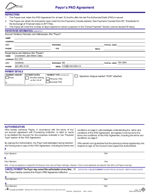 Fillable Online Payor's PAD Agreement - MB Seminary Fax Email Print ...