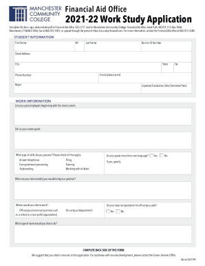 Fillable Online MCC Financial Aid Office 2021-2022 Work Study ...