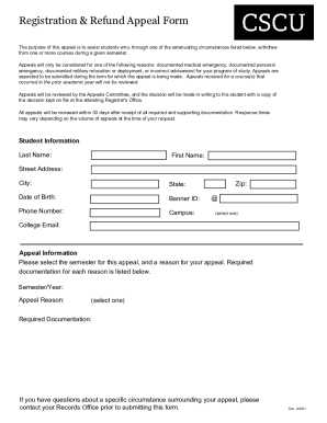 Fillable Online Registration & Refund Appeal Form Fax Email Print ...