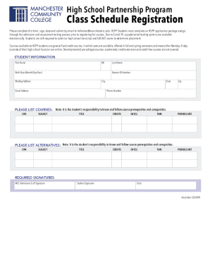 Fillable Online MCC HSPP Class Schedule Registration Form Fax Email ...