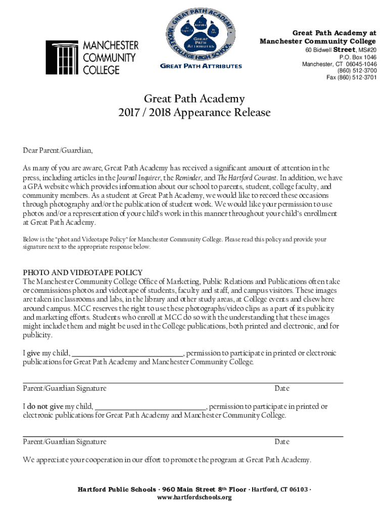 Fillable Online Great Path Academy Media Appearane Release Form Fax ...