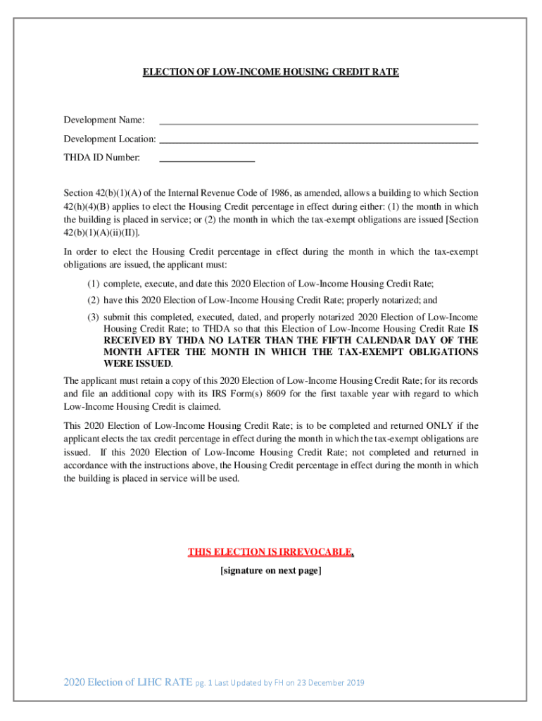 Fillable Online election of low-income housing credit rate Fax Email ...