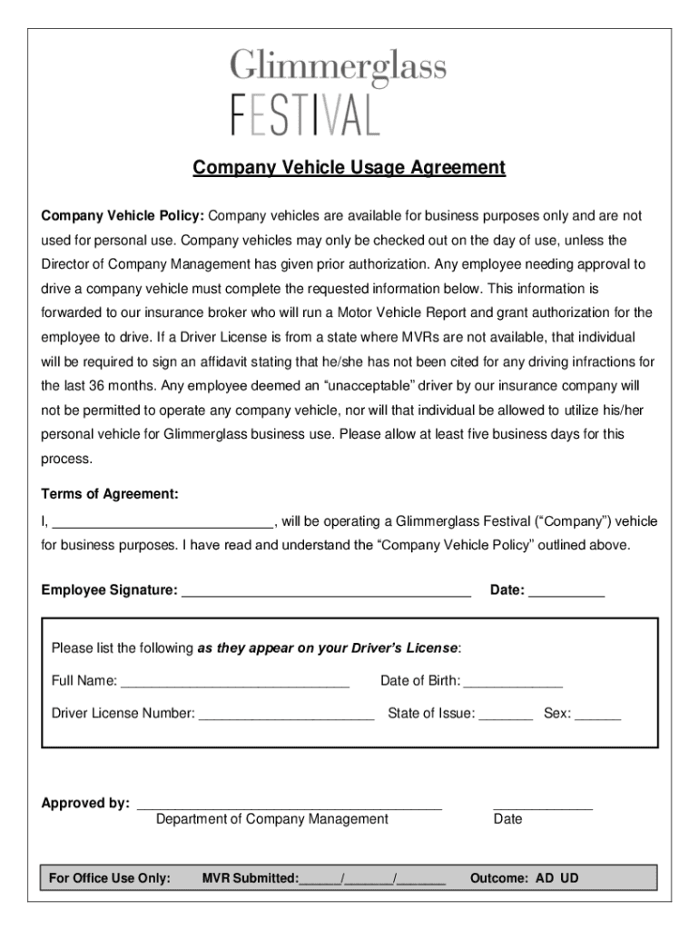 Fillable Online Free Company Vehicle Policy Template (Word, PDF ...