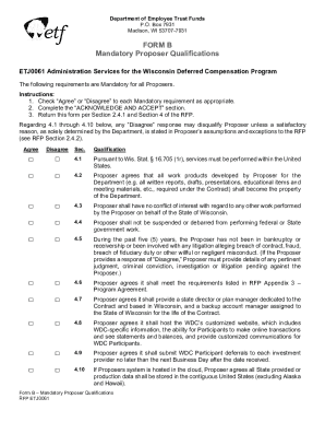 Fillable Online etf wi FORM B Mandatory Proposer Qualifications Fax ...
