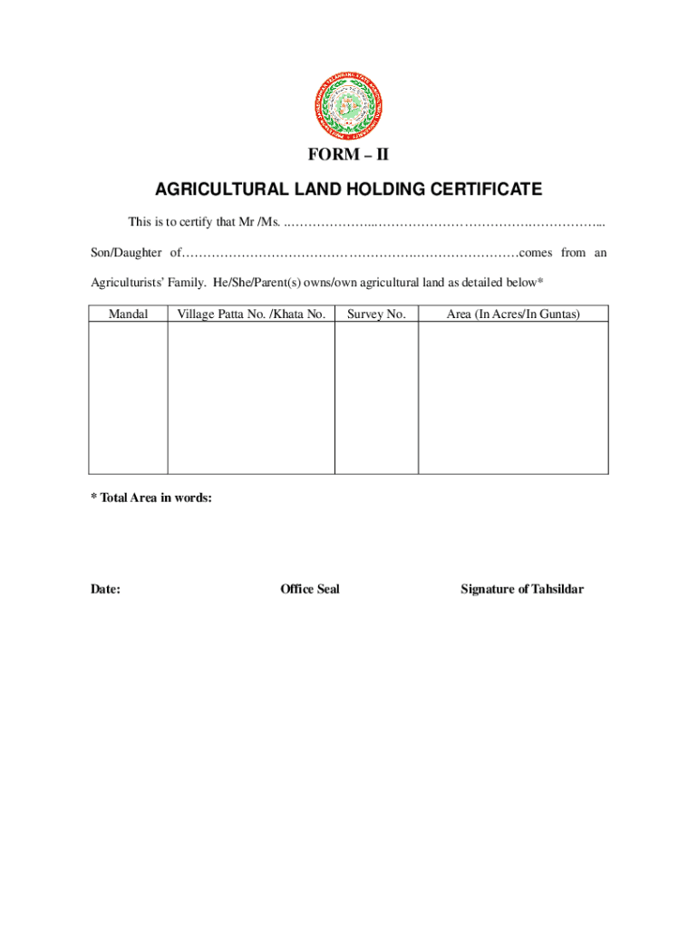 Application For Land Holding Certificate - Fill Online, Printable ...