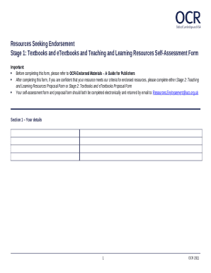 Stage 1 Self assessment Doc Template | pdfFiller