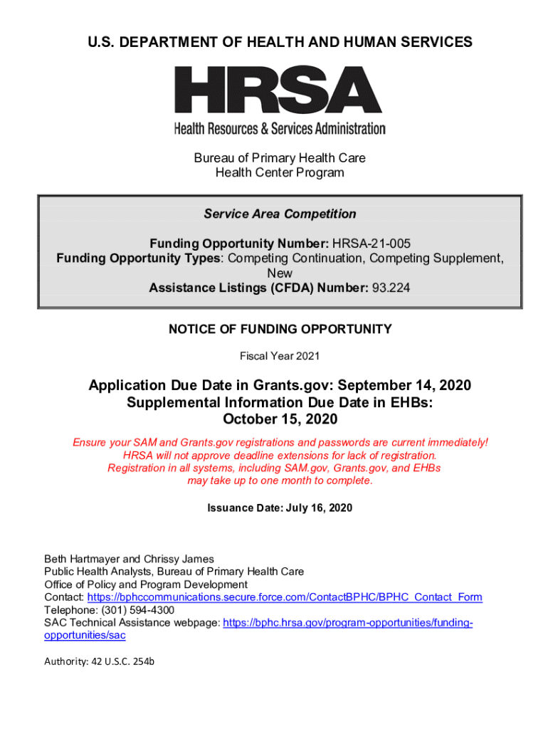 Fillable Online grants hrsa bphc.hrsa.govservice-area-competitionFY ...