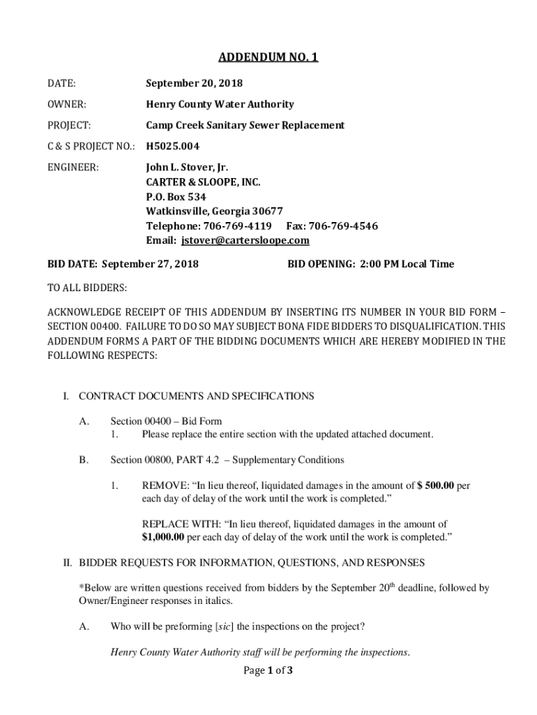 Fillable Online CITY OF PASADENA NOTICE OF ADDENDUM NOTICE OF ADDENDUM ...