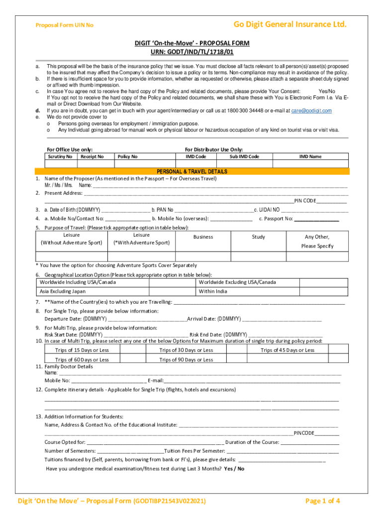 Fillable Online Digit On the Move - Proposal Form Fax Email Print - pdfFiller