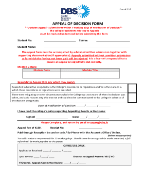 Fillable Online students.dbs.iedocsdefault-sourceAPPEAL OF DECISION ...