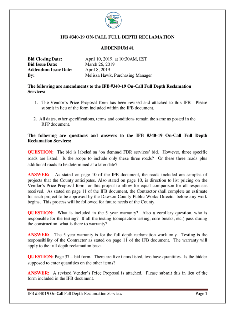 Fillable Online Bid Tabulation Sheet IFB #340-19 On-Call Full Depth ...