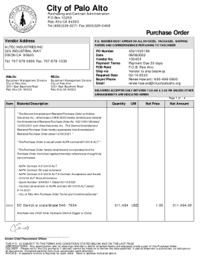 Fillable Online Purchase Order - City of Palo Alto Fax Email Print ...