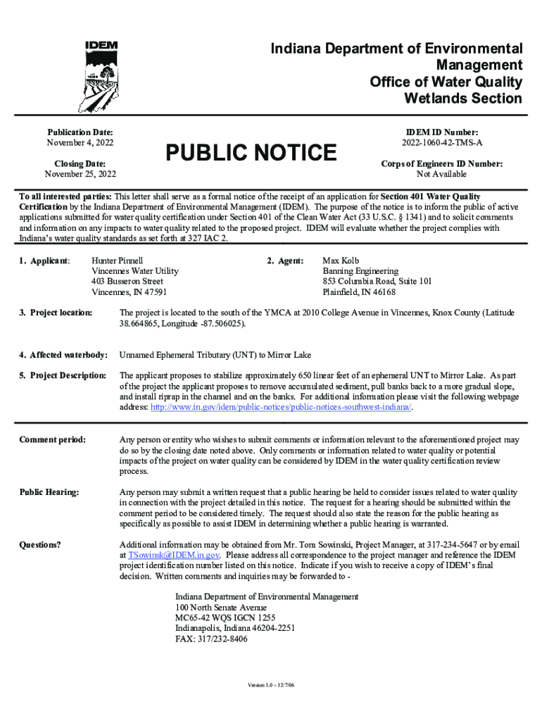 Fillable Online 2022-1060-42-TMS-A YMCA Ditch Stabilization 401 Public ...