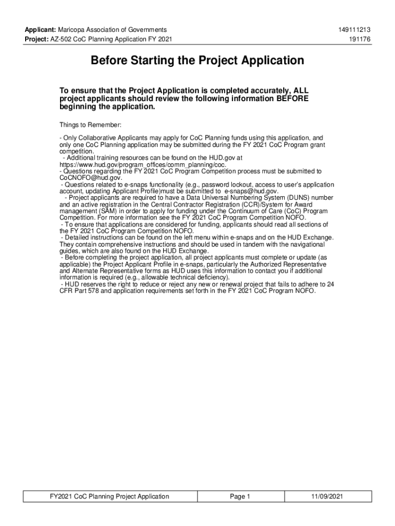 Fillable Online 2022 CoC Planning Project Application Detailed ...