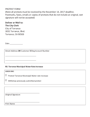 Fillable Online PROTEST FORM (Note all protests must be received by the ...