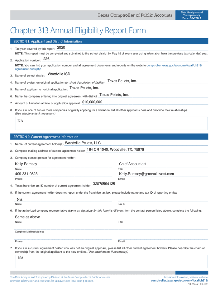 Fillable Online assets.comptroller.texas.gov ch313/226/00226-772Chapter ...