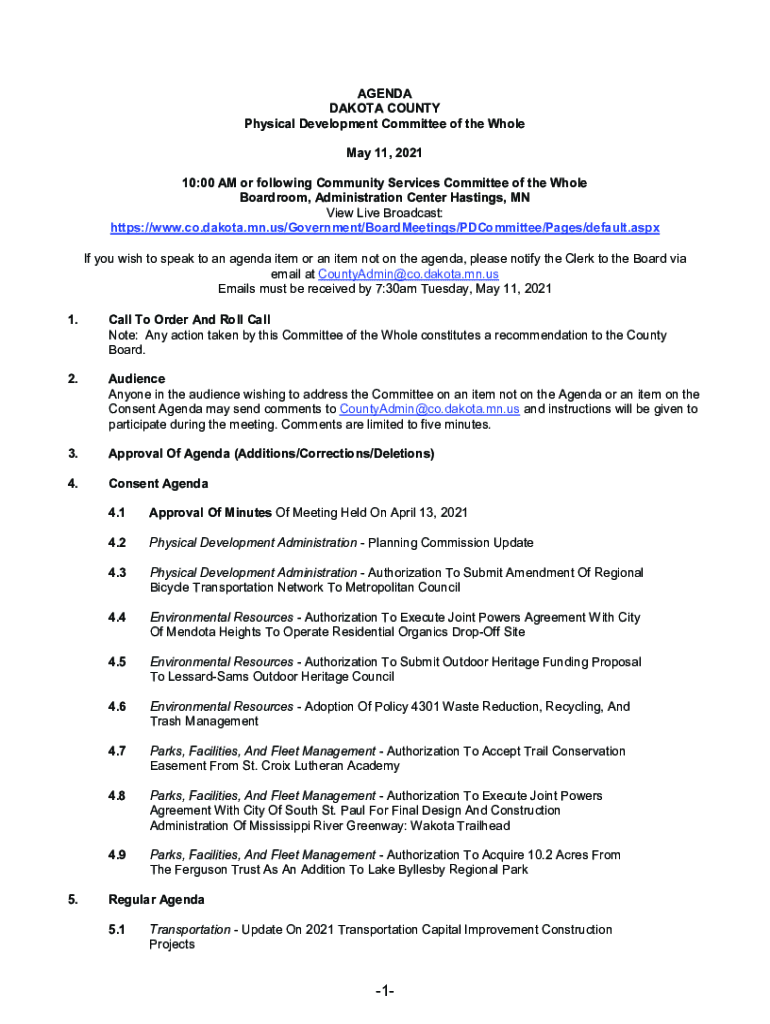 Fillable Online 10:00 AM or following Community Services Committee of ...