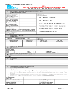 Fillable Online APPLICATION AND REPORT FORM FOR THE SPL SKILL TEST OR ...