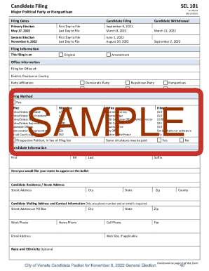 Fillable Online 1. 2022 Candidate Packet Cover Sheet. County City ...