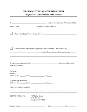 Fillable Online Request for a Court/Phone Appearance Fax Email Print ...