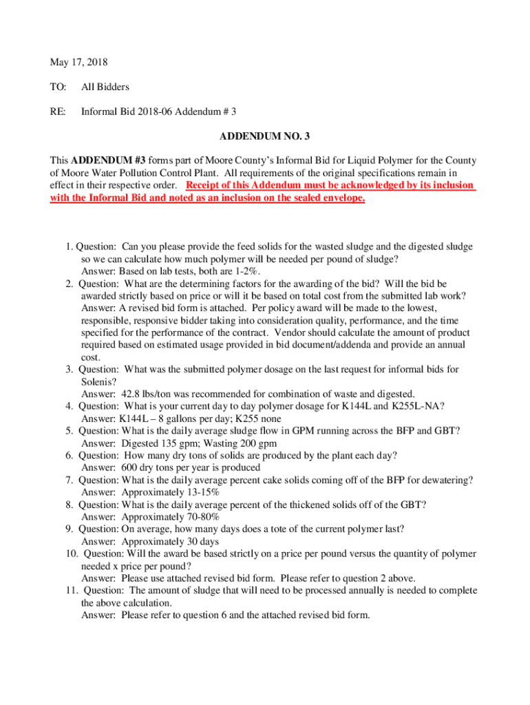 Fillable Online files.nc.govncdoaInformalBid201920AddendumADDENDUM NO ...