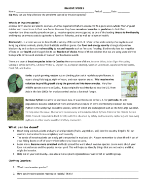 Fillable Online What is an invasive species and why are they a problem ...
