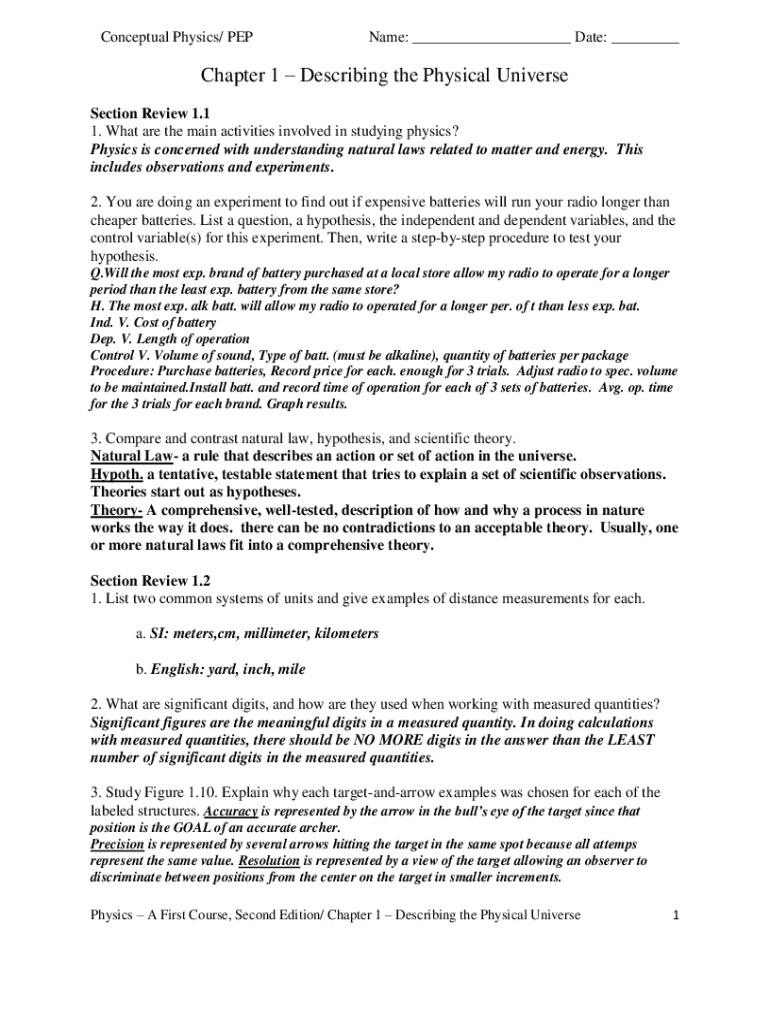 Fillable Online 1-1: What is Physics? Objectives: Identify activities and fields ... Fax Email ...