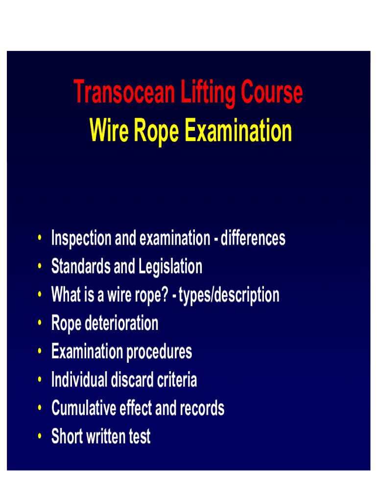 Fillable Online Wire Rope Inspection & Maintenance: A full ...