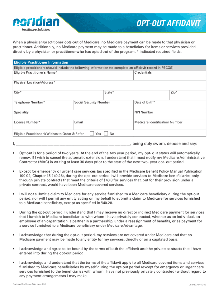 Fillable Online dentistry ucla Noridian Opt-Out Affidavit Form ...