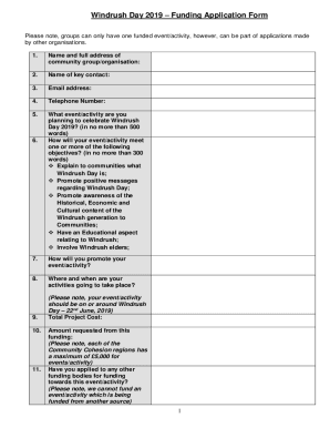 Fillable Online Windrush Day 2019Funding Application Form Fax Email Print - pdfFiller